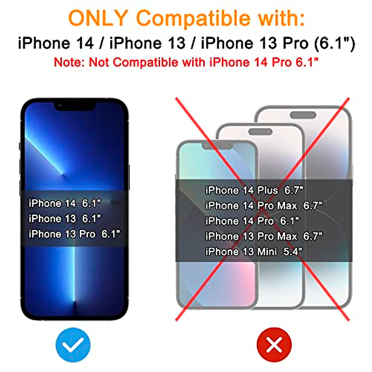 TECHO Privacy Screen Protector Compatible with iPhone 14 / iPhone 13 / iPhone 13 Pro Tempered Glass Film (Edge to Edge Full Coverage) (Anti Spy) (Case Friendly) (2 PACK) (6.1 inch)