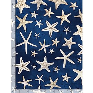 Timeless Treasures Quilt Fabric Beach Dreams Starfish Style C1238 Navy