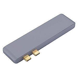 Jiali USB-C Hub Converter 6 in 1 Multi-Function Aluminium Alloy 5Gbps Transfer Rate Dual USB-C/Type-C HUB Adapter with 2 USB 3.0 Ports & 2 USB-C/Type-C Ports & SD Card Slot & TF Card Slot for Macb