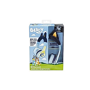 eKids Bluey Bluetooth Headphones for Kids, Wireless Headphones with Microphone Includes Aux Cord, Volume Reduced Kids Foldable Headphones for School, Home, or Travel