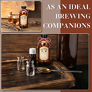 Uiifan 12 Pack 8 Ounce Amber Glass Bottle Boston Round Bottles with Caps Brown Vanilla Extract Bottles and 12 Pcs Vanilla Extract Stickers for Syrup Gift Glass Food Storage Canister Set Sauce Beans