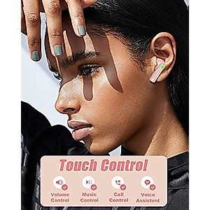 Wireless Earbuds Bluetooth 5.1 Headphones 4-Mics Clear Call ENC Noise Cancelling Ear Buds Deep Bass 30Hrs Playtime with USB-C Charging Case IPX7 Waterproof in-Ear Earphones for Android and iPhone Pink