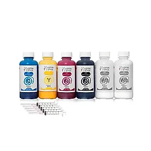 LOTSA. STYLE Premium DTF Ink Refill for Inkjet Printers Heat Transfer Film Printing (120ml x 6, CMYK Wh)