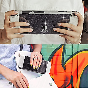 Moxiaomo Protective Case for Nintendo Switch OLED 2021,TPU Cover with Shock-Absorption and Anti-Scratch Protective Case-Glitter