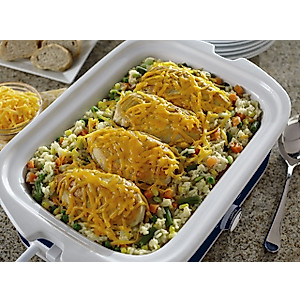 Crock-Pot Small 3.5 Quart Manual Casserole Slow Cooker and Food Warmer, Navy Blue (SCCPCCM350-BL)