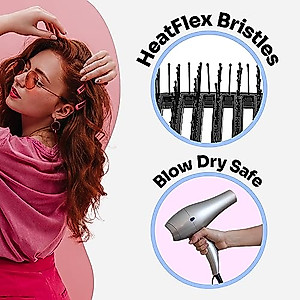 Wet Brush Refresh and Extend Speed Dry Black Detangling Hair Brush -Vented Design and Ultra Soft HeatFlex Bristles Are Blow Dry Safe -Removes Dirt Excess Oils and Impurities-Charcoal Infused Bristles