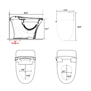 SUPERFLO Smart Toilet with Bidet Built in | One Piece Smart Toilet Bidet with Heated Seat & Night Light,Smart Toilets for Bathrooms(Warm Air Dryer, Auto Flush, Auto Open/Close Cover)