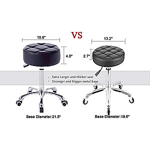 FRNIAMC Rolling Salon Stool- with Wider Comfy Round Seat- Height Adjustable Swivel Heavy-Duty Chair with Wheels for Medical Salon Esthetician Artist Studio and Home Office Use(Black)