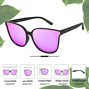 LVIOE Oversized Polarized Sunglasses for Women Trendy Large Cat Eye UV Protection Shade LS1627s