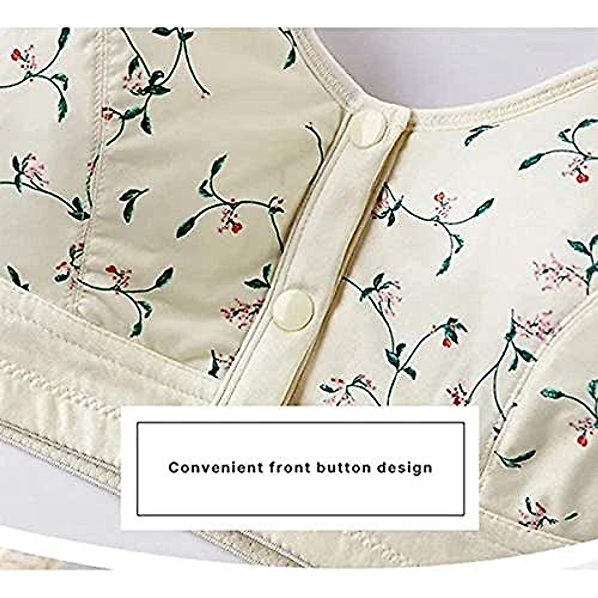 KHDFID Front Button Bra, Convenient Front Button Bra,Front Closure Sports Bras Women Cotton Ultra Soft Cup,Everyday Sleep Bras,Front Closure Cotton Sports Bras for Women Girls (Beige,38)