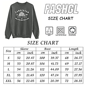 FASHGL Sanderson Witch Museum Sweatshirt Womens Halloween Pullover Shirt Casual Lightweight Long Sleeve Shirt Gray