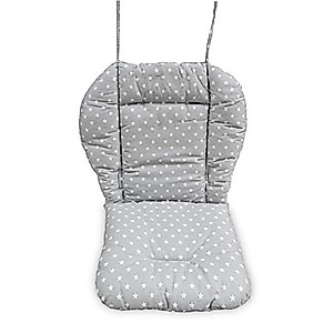 Twoworld Baby High Chair Seat Cushion Liner Mat Pad Cover Resistant and High Chair Straps (5 Point Harness) 1 Suit (Fashion Gray)