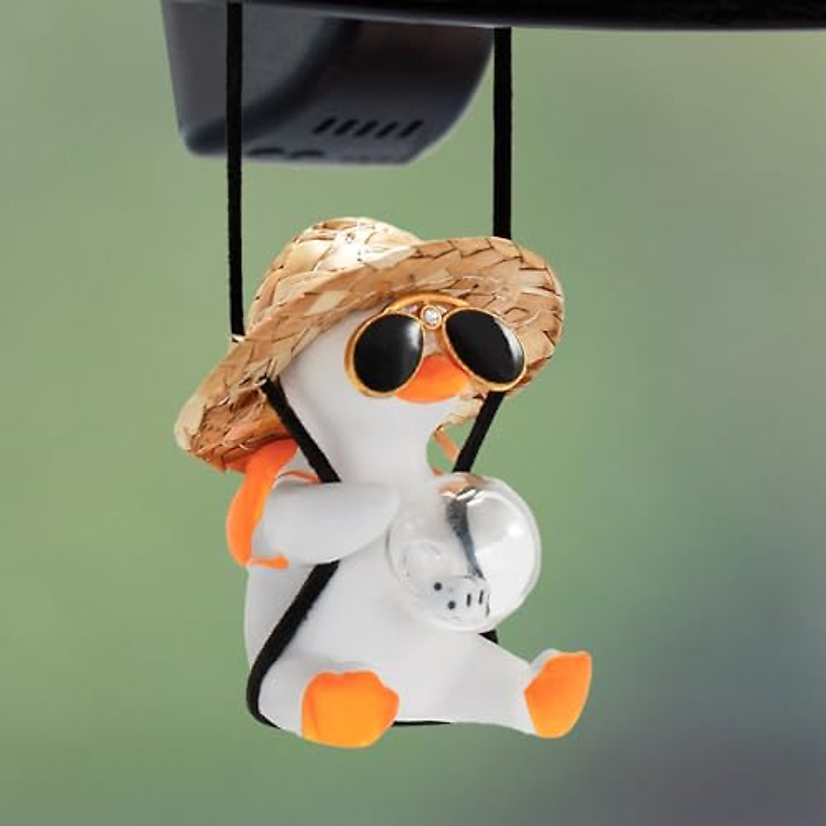 Rear View Mirror Hanging Accessories for Plaster Cool Swinging Duck Cute Car Rear View Mirror Hanging Ornament for Teens & Men Women (Duck-D)