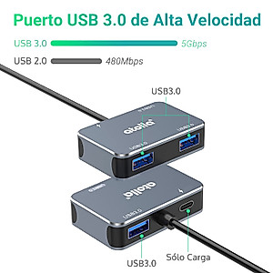 atolla USB C Hub – Aluminum 4-in-1 USB C Adapter with 3 USB 3.0 Ports & 60W Power Delivery Port for MacBook Pro/Air, iPad Pro, Chromebook, Dell and More
