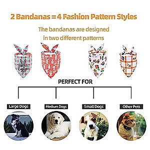 Easter Dog Bandana 2 Pack, Double Printing Double-Layer Washable Triangle Dog Scarfs, 4 Styles Decorations Bandana, Suitable Small Medium Large Dog Cat Pet