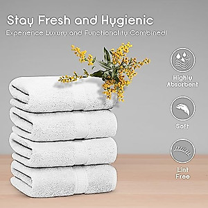 Ariv Towels 4-Piece Large Premium Bamboo Cotton Bath Towels Set- Suitable for Sensitive Skin & Daily Use- Soft, Quick Drying & Highly Absorbent Towels for Bathroom, Gym, Hotel & Spa - 30" X 52"- White