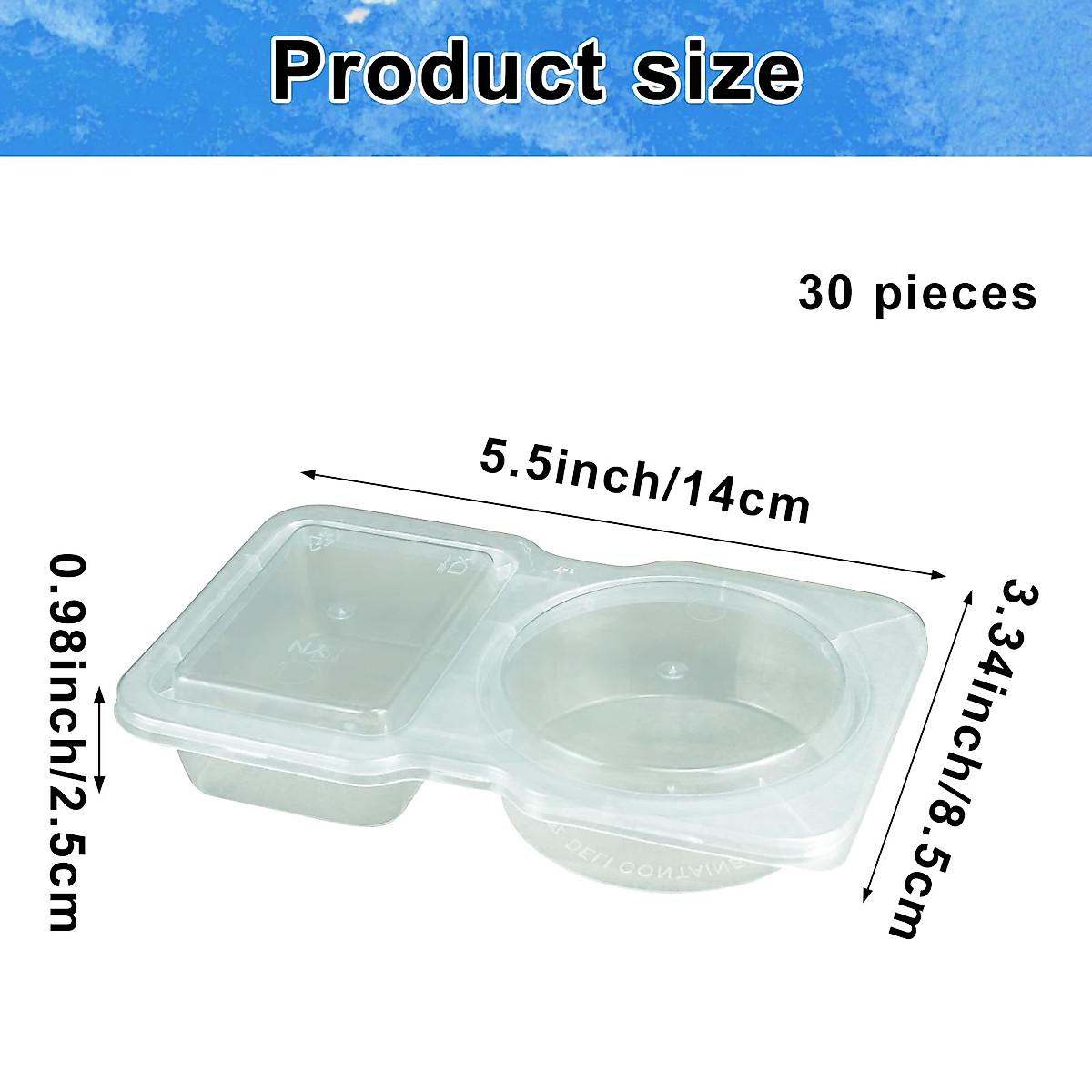 KFAREJGOAE Two Compartment Containers with Lids Little Snack Containers Divider Containers for Condiments Dressing 30 Count
