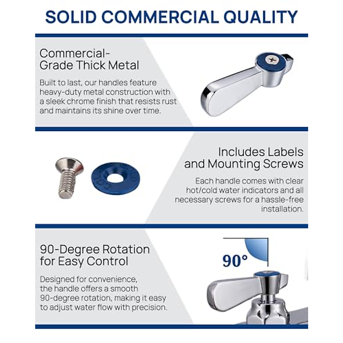 Sepaitek Commercial Faucet Handle Replacement Sink Faucet Handles 3-inch Hot/Cold Faucet Wrist Handle Kit,Suitable for Commercial Kitchen Faucets(Blue)