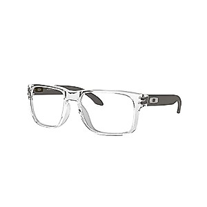 Oakley Men's Ox8156 Holbrook Rx Square Prescription Eyeglass Frames, Polished Clear/Demo Lens, 56 mm