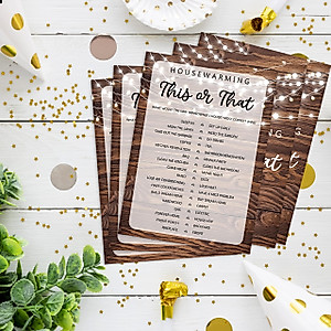 Housewarming Party Games, This or That, Rustic New Home, New House, New Homeowner Party Games Cards, 30 Sheets Each Pack