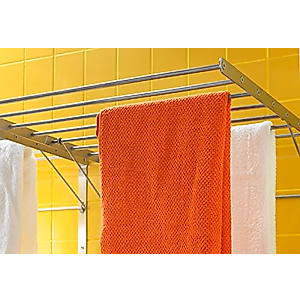 QQOUTLET Wall Mounted Clothes Drying Rack Stainless Steel Space Saving Folding Adjustable Collapsible (22Wx21Dx19H)