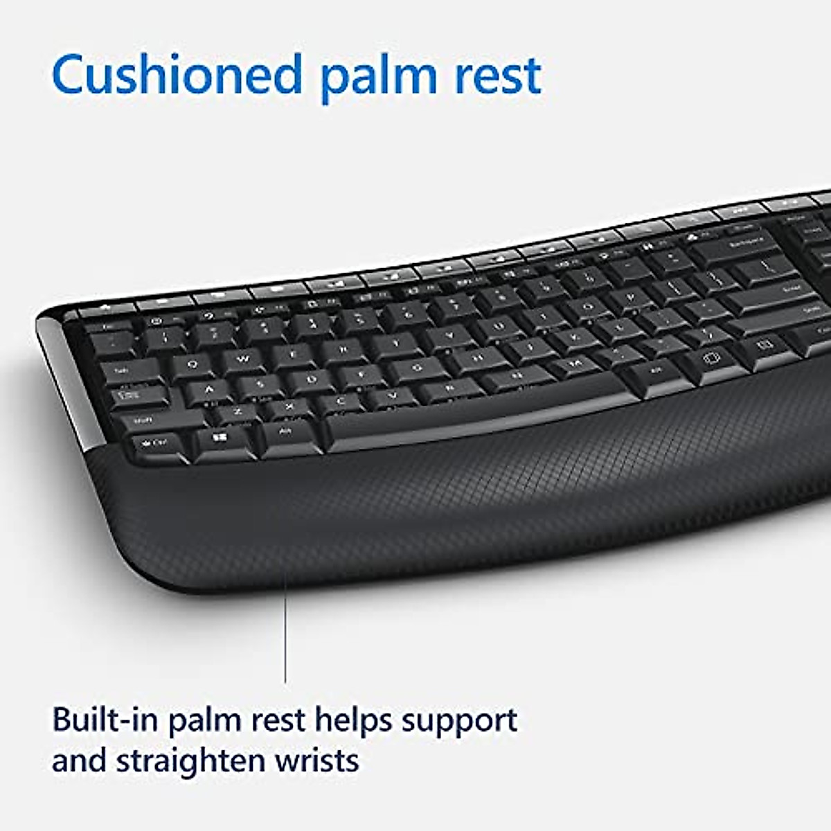 Microsoft Wireless Comfort Desktop 5050 - Black. Wireless, Ergonomic Keyboard and Mouse Combo. Built-in Palm Rest and Comfort Curve Design. Customizable Windows Shortcut Keys