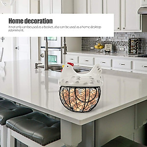 Luxshiny 1pc Egg Basket Eggs Decor Egg Holder for Fridge Home Old Fashioned Tinsel Food Storage Basket Snack Basket Chicken Egg Holder Iron Egg Holder Cover Ceramic Desk Round