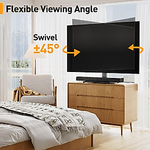 PERLEGEAR Universal TV Stand Base, Swivel Table Top TV Stand for 13-43 Inch Flat/LCD/LED TVs, Height Adjustable Monitor Mount Stand with Tempered Glass Base VESA 200x200mm Holds up to 99lbs,PGTVS16