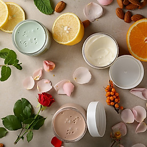 20 Pcs 2 Ounce Plastic Jars Containers Round Screw Lids Cosmetic Jars Leak Proof Clear Containers for Cosmetic, Salves, Balms, Lip Balm or Others, White Lids