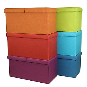 Otto & Ben Mellow 30" Storage Ottoman - SMART LIFT Top, Upholstered Tufted Ottomans Bench Foot Rest for Bedroom, Amber Orange