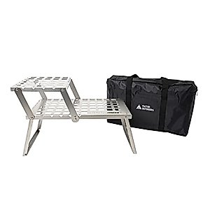 Viator Outdoors Campfire Grill Grate for Camping Cooking – Heavy Duty Food Grade Stainless Steel Over Fire Pit Grill – Foldable Griddle for BBQ, Cooking, Heating – Portable Carry Bag Included