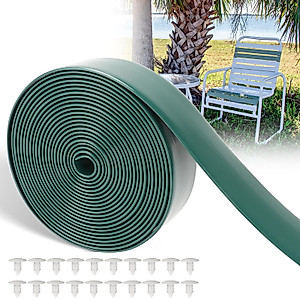LukLoy 2" Wide Vinyl Straps for Patio Chairs Repair 20ft Long Patio Garden Furniture Replacement Straps with 20 Rivets, Dark Green