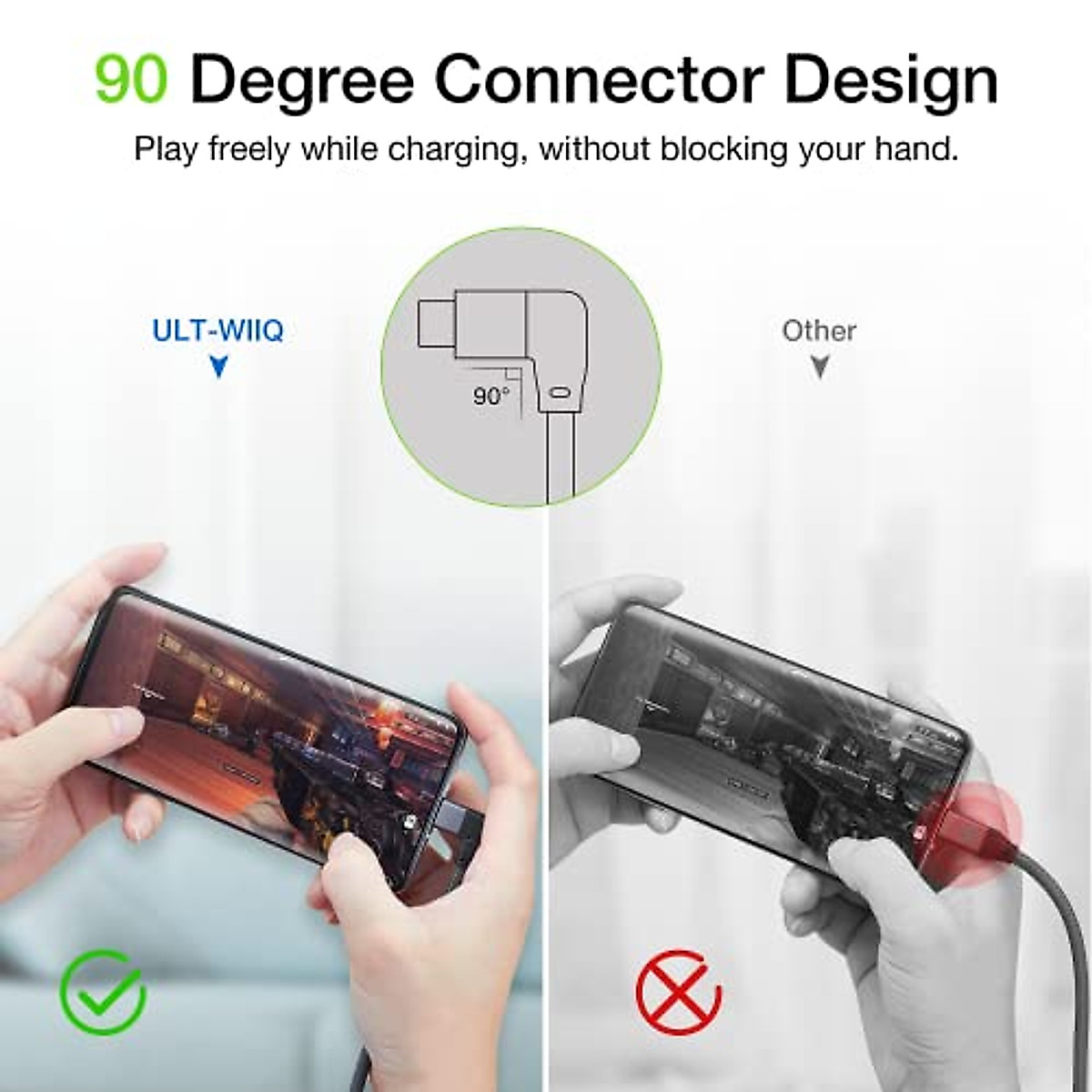 USB C to USB C Cable 100W, 20Gbps 90 Degree Right Angle 4K@60Hz Video Output Cable (USB C 3.1 & 3.2 Compatible) with E-Marker for Thunderbolt 3, Oculus Quest, MacBook, iPad Pro, Pixel, Switch, 3.3FT