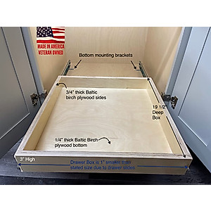 Sublime Design | Bottom Mount | Pull Out Tray | Baltic Birch Drawer for Kitchen Cabinets | Slide Out Shelves | Roll Out Cabinet Organizer (23" Wide)