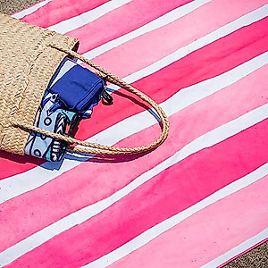 Elite Trend XL Beach Towel for Travel – Extra Large 78x35 Inch w/Bag – Lightweight Microfiber, Compact, Soft, Quick Dry, Sand Free – for Swimming, Pool, Camping, Yoga, Workout – Pink Stripes