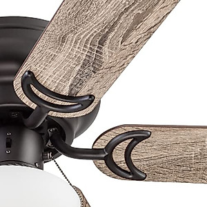 Prominence Home Alvina Traditional 44 Inch Ceiling Fan with Light, LED Flush Mount Ceiling Fan, Indoor Fan with 5 Blades, Gray Pine and Maple Brown Blade Finish Options, Bronze (51584-01)