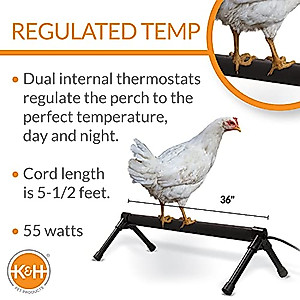K&H Pet Products Thermo-Chicken Heated Perch Gray 36" 55W