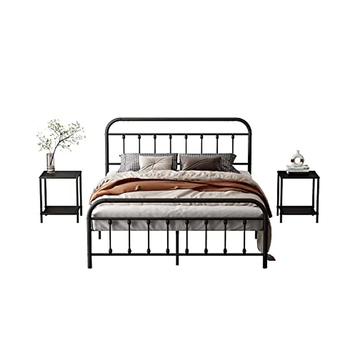 Kujielan Metal Platform Bed Frame - Stylish Simplicity Twin Bed Frame with Headboard and Footboard Bed Frame ,Under Bed Frame Storage Suitable for Bedroom,Guest Room，Apartment