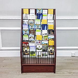 FixtureDisplays® Literature Rack Brochure Holder Leaflet Coupon Stand Greeting Card Rack 9 Tier 45 Facing Travel Information Kiosk 1453 RED-NF