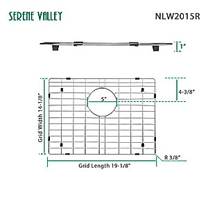 Serene Valley 19-1/4" X 14-1/8" Sink Grid, Rear Drain with Corner Radius R 3/8", NLW2015R