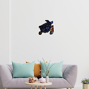 Metal Sea Turtle Wall Decor, Metal Wall Art, Metal Sea Turtle Wall Decor, Sea Life Decor Bathroom Pool Nautical Decor (Blue,15.74inch)