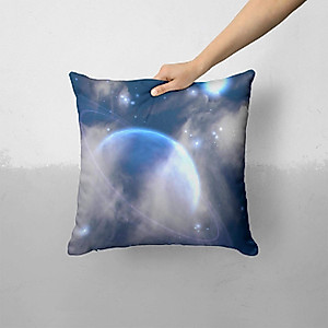 iiRov Vivid Lighted Halo Planet - Custom Decorative Home Decor Indoor or Outdoor Throw Pillow Cover for Sofa, Bed or Couch Cushion (Pillow CASE Cover ONLY)