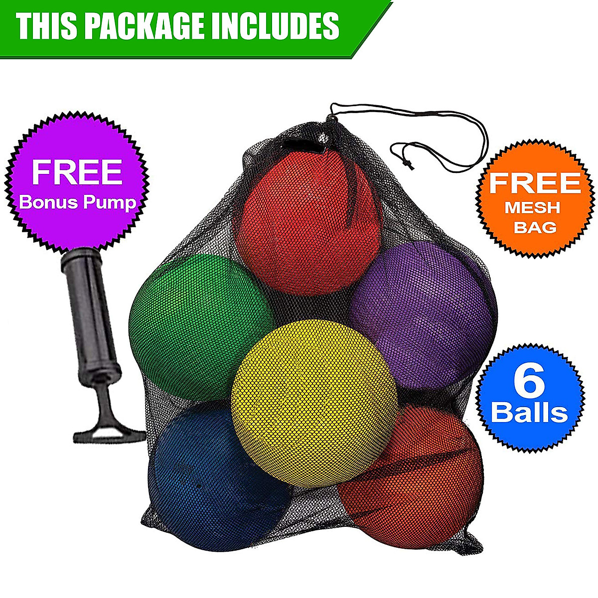 ToysOpoly Playground Balls 8.5 Inch, Kickball Dodgeball for Kids and Adults - Bouncing Dodge Ball, Handball, Square Game for Outdoor & Indoor + Free Pump & Mesh Bag