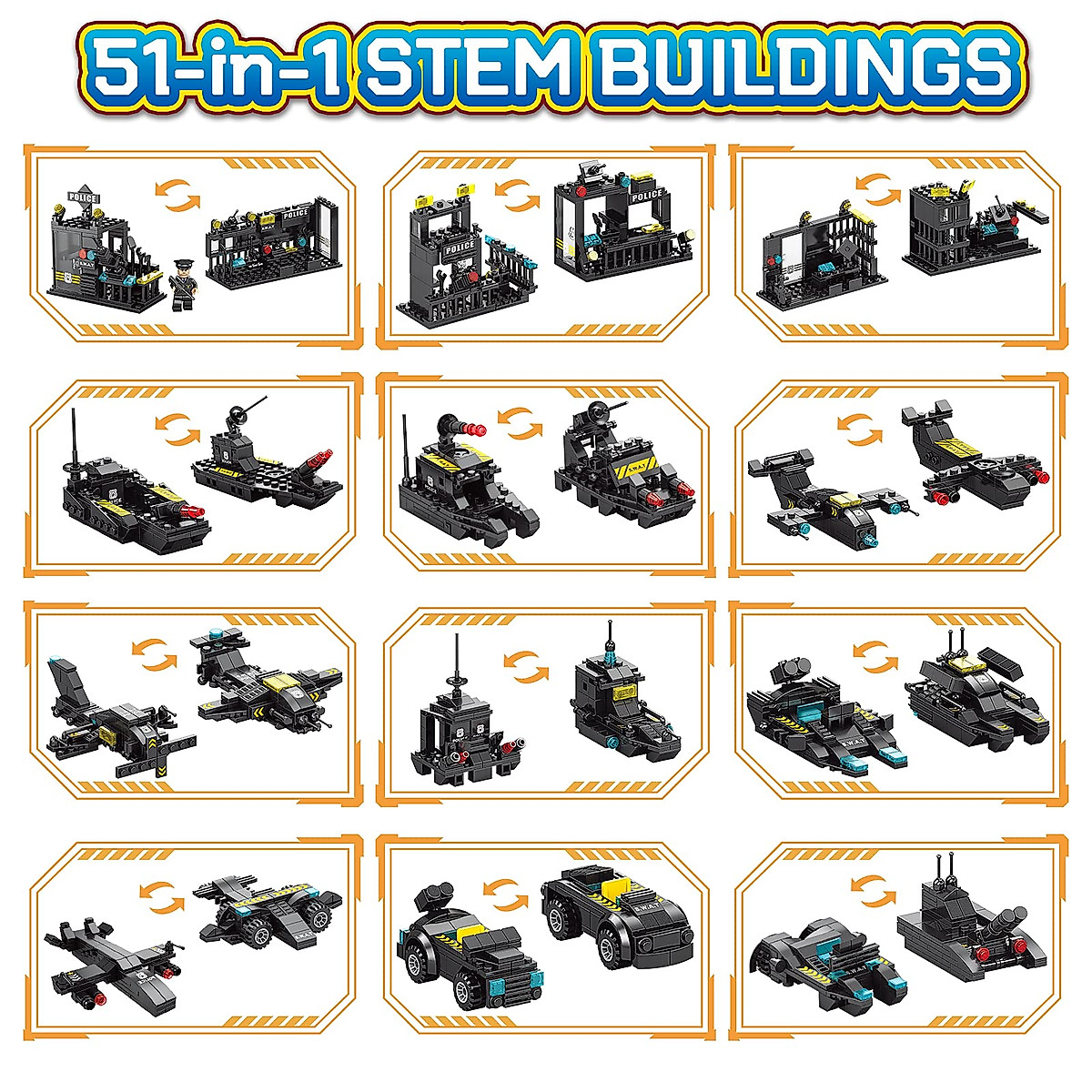 HISTOYE 2 in 1 Excavator or Robot Building Toys Kit Building Blocks Set for Kids 6-12 Erector Set for Boys Age 8-12 Engineering STEM Projects Building Toy Gift for 6 7 8 9 10 11 12 Year Old Boys Kids