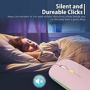 【Upgrade】 LED Wireless Mouse, Slim Silent Mouse 2.4G Portable Mobile Optical Office Mouse with USB & Type-c Receiver, 3 Adjustable DPI Levels for Notebook, PC, Laptop, Computer, MacBook (Pink)