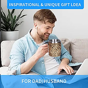 Gun Mug, Gun Handle Coffee Mug, Stainless Steel Bullet Pattern Beer Mug, Unique Coffee Mugs, Fathers Day Dad Gifts, Birthday Gifts for Men (15 OZ)