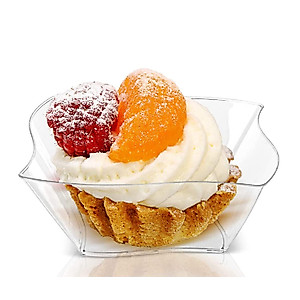 Healthcom 48 Packs 5 Oz Clear Dessert Bowls Plastic Appetizer Plates Dessert Dishes Bowls Tasting Cups Mini Dessert Bowls Serving Plate Reusable Disposable Bowls Small Catering Dessert Bowls for Party