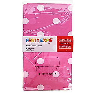 Gift Expressions 6 CT Premuim 54x108 inch Rectangle Plastic Tablecloth Waterproof Disposable Party Event Decoration Heavy Duty Table Cover(Fuchsia Polka Dot)