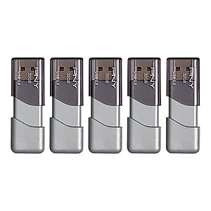 PNY 32GB Turbo Attache 3 USB 3.0 Flash Drive 5-Pack, Grey