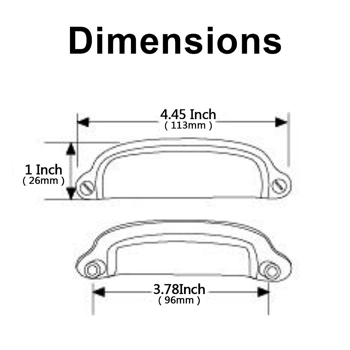 HARPOON 10 Pack Bin Cup Handle Pulls,Vintage Drawer Pulls,Cabinet Hardware,Shell Handle,3.78 Inch Black